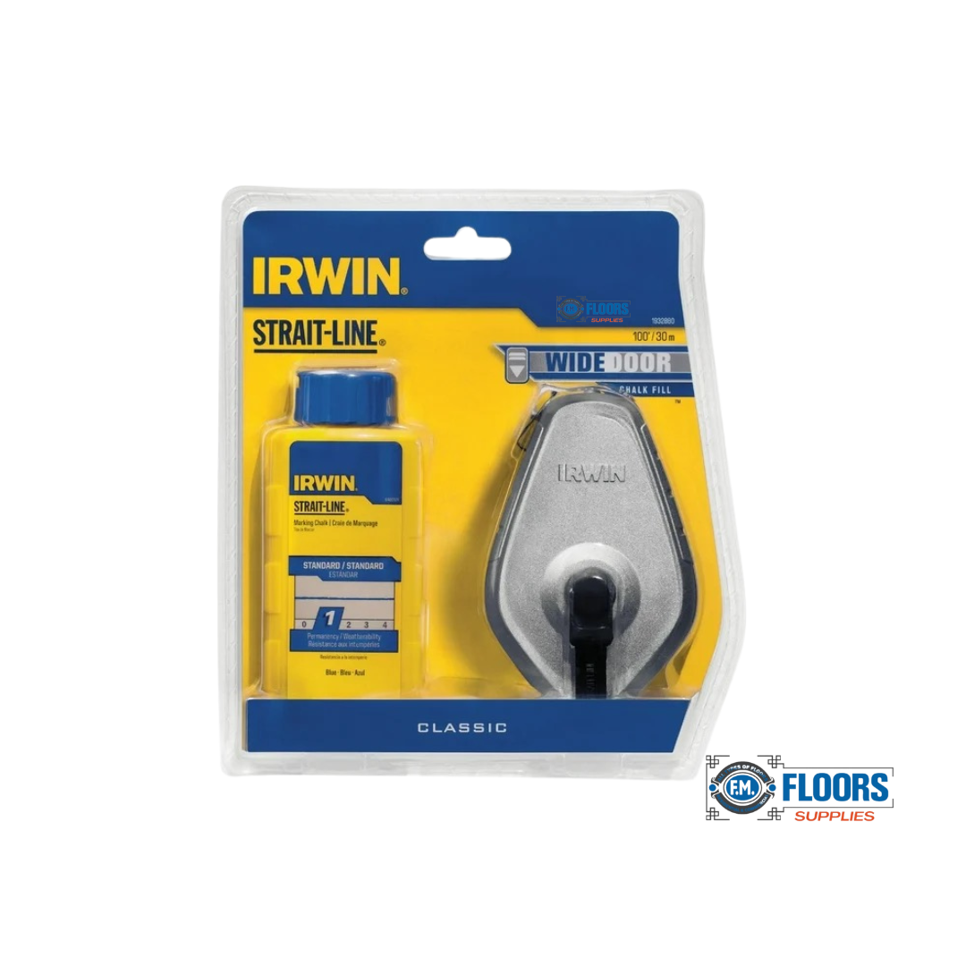 Irwin Tools Strait-Line Chalk Line, 100' Classic Reel + Blue Chalk, 10 ...